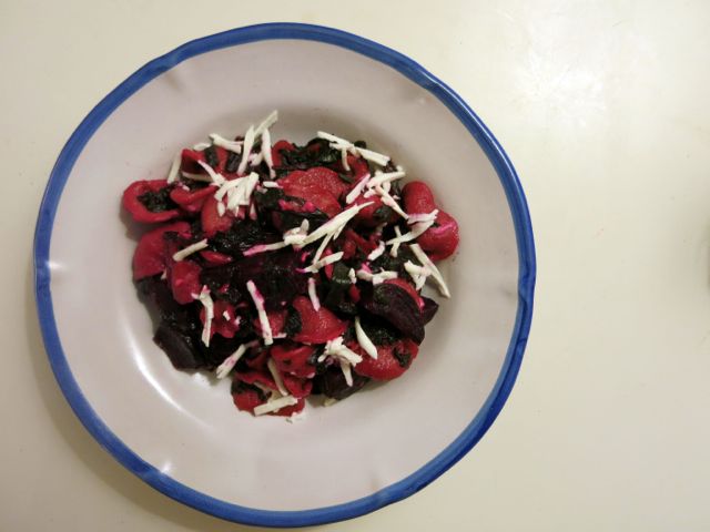 orecchiette {beets + greens} - Elizabeth Minchilli